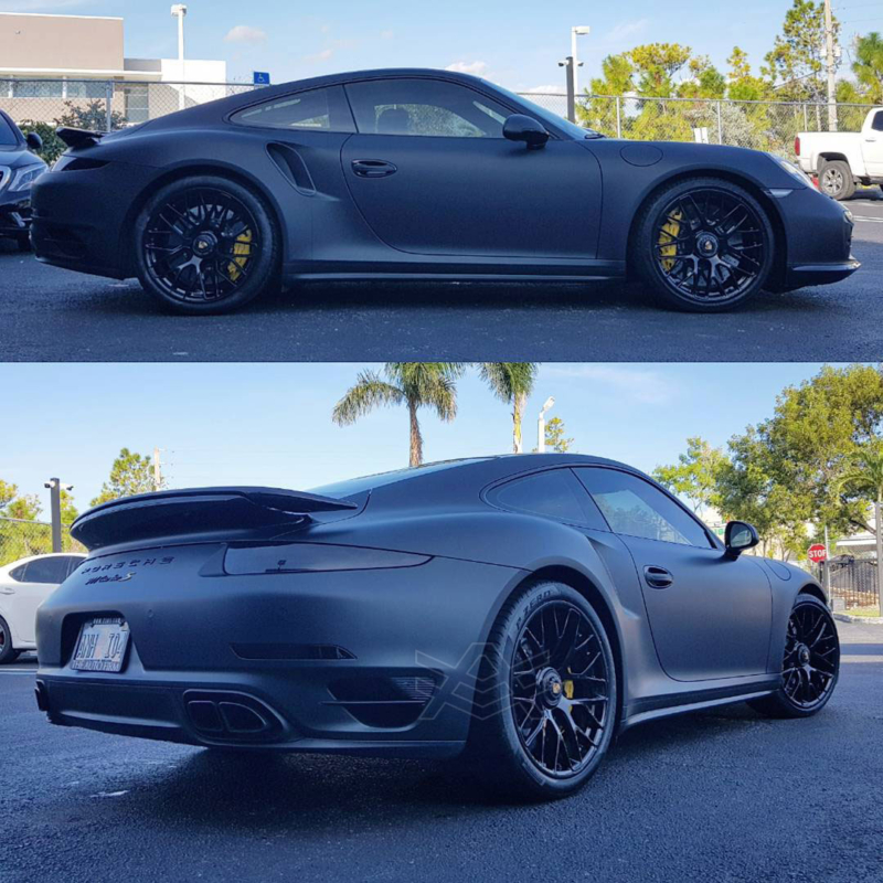 Porsche 911 Turbo S Wrapped Matte Black - The Auto Firm